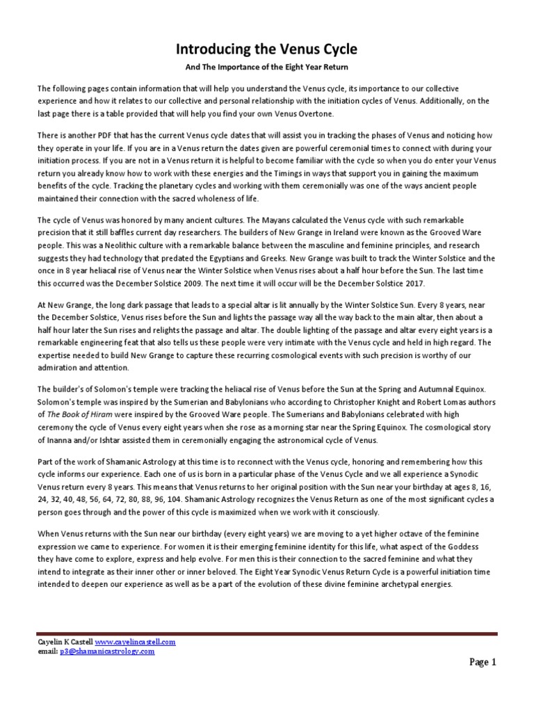 Introducing The Venus Cycle | PDF | Venus | Milky Way
