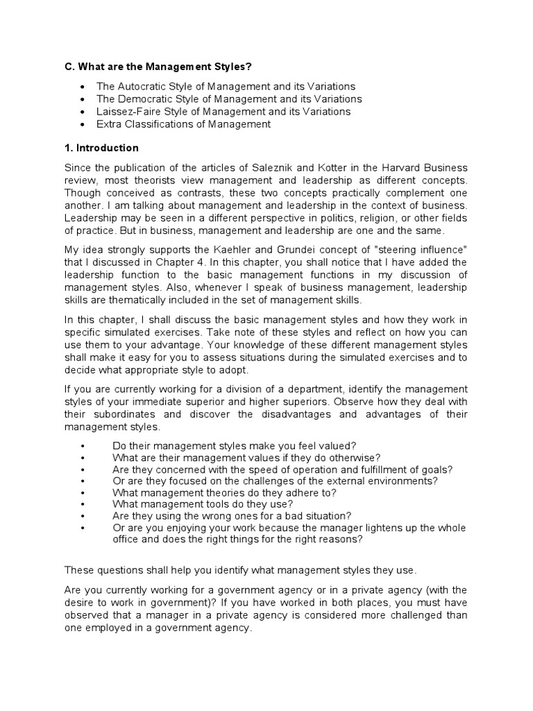 C. What Are The Management Style | PDF | Leadership | Expert
