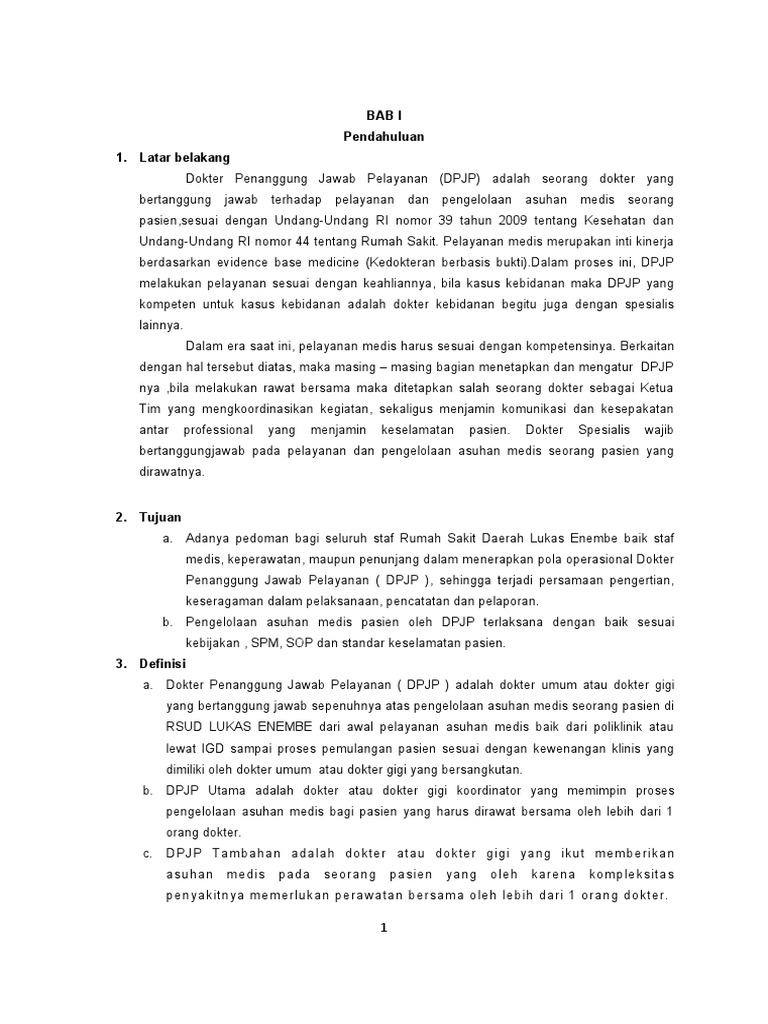 PANDUAN DPJP RSUD (Isi) | PDF