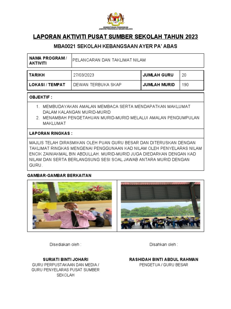 MBA0021 SEKOLAH KEBANGSAAN AYER PA' ABAS | PDF