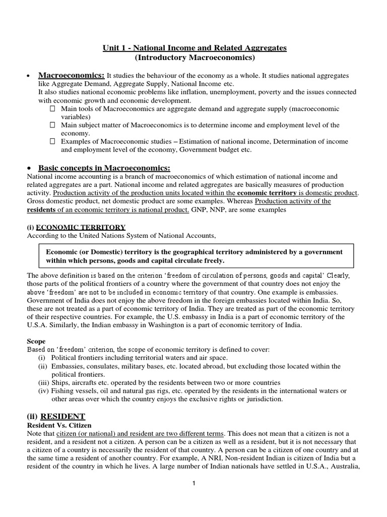 STD XII Class Note 1 NATIONAL INCOME 2021 22 | PDF | Real Versus ...