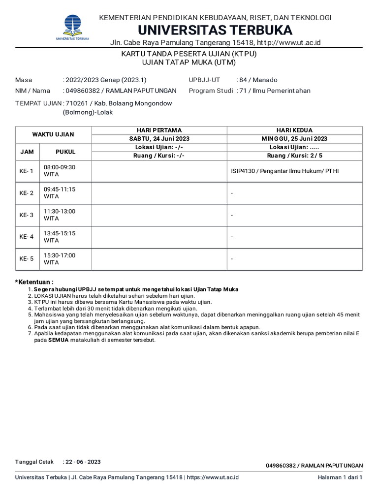 UT - Sistem Informasi Akademik | PDF