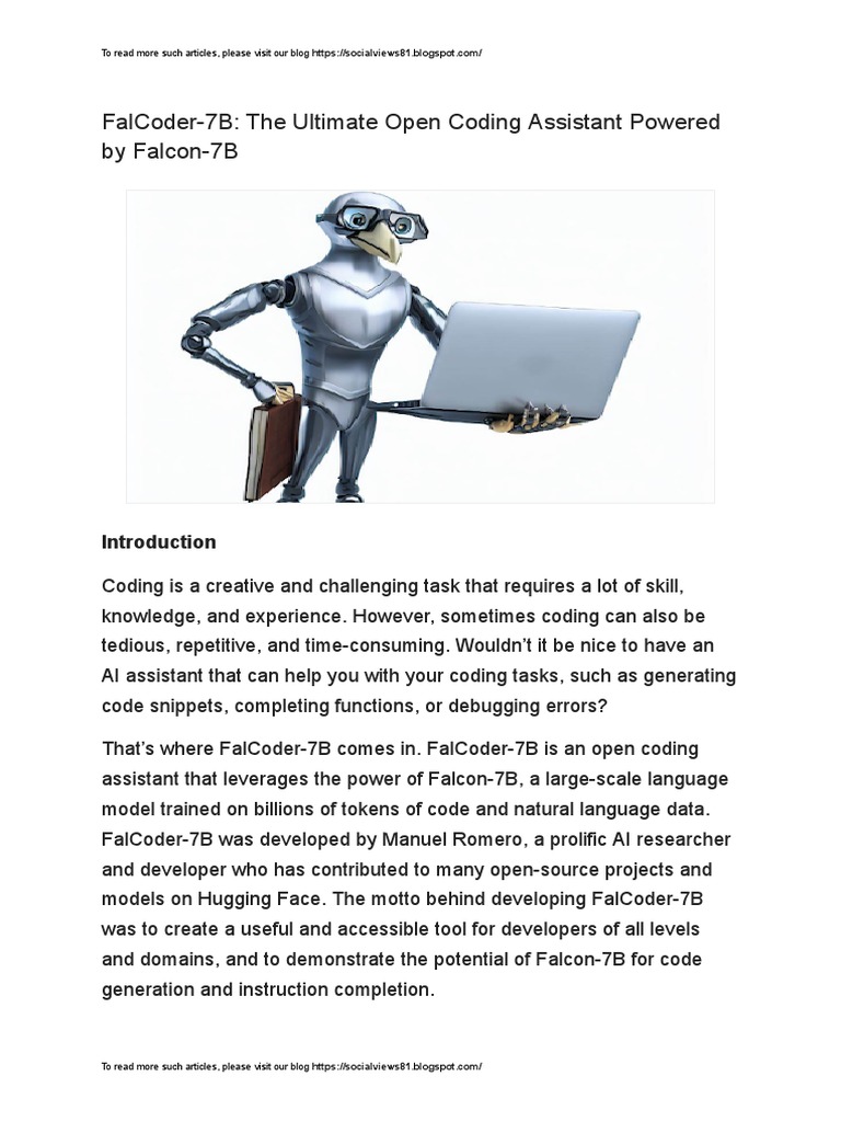 FalCoder-7B: The Ultimate Open Coding Assistant Powered by Falcon-7B | PDF | Question | Computer ...