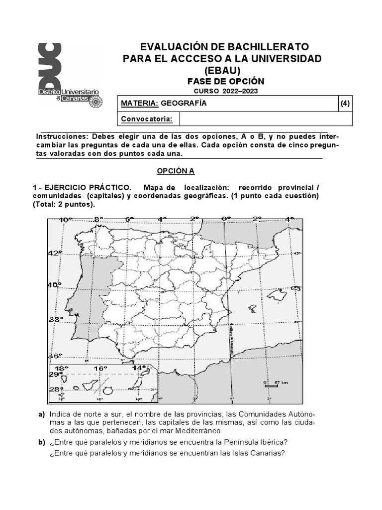 EBAU GEOGRAFÍA | PDF | Islas Canarias | España