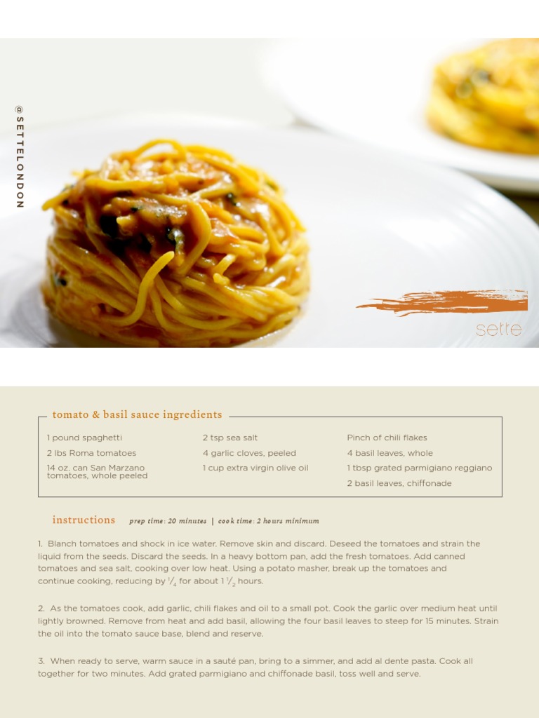 Scarpetta Spaghetti Sauce Recipe Card | PDF