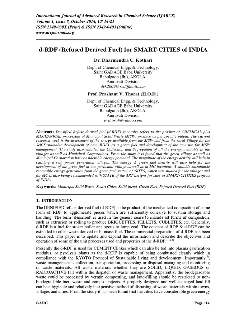 RDF Refused Derived Fuel | PDF | Incineration | Combustion