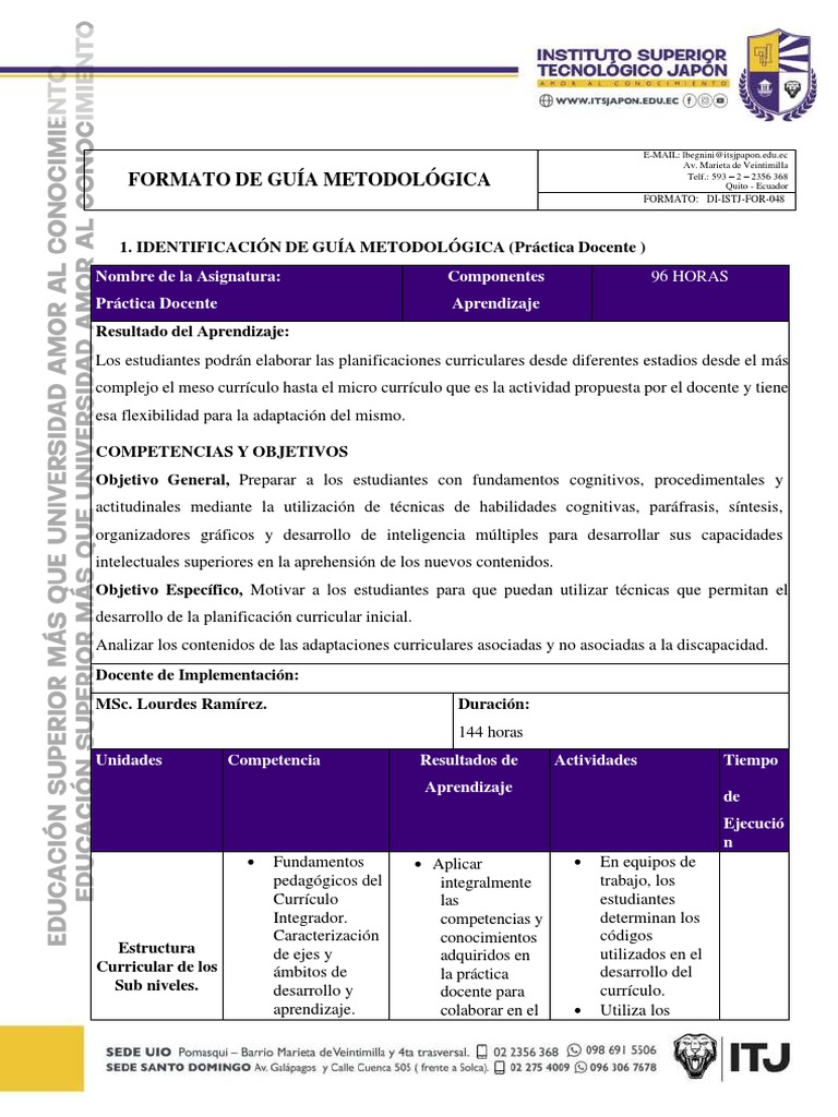 GUÍA METODOLOGICA_PRACTICADOCENTE (1) | PDF | Plan de estudios ...