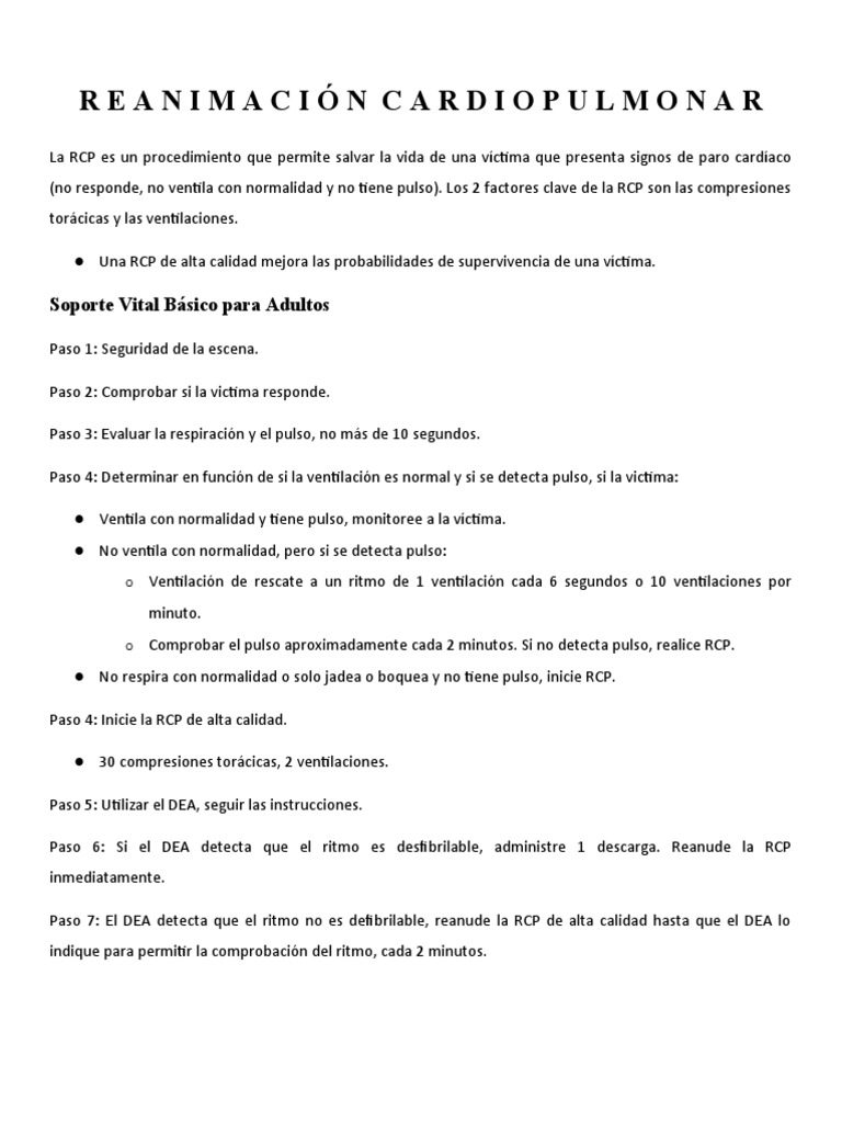 RCP | PDF | Reanimación cardiopulmonar | Procedimientos médicos