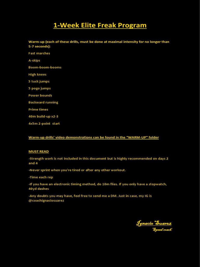 Elite Freak Program 1-Week | PDF | Individual Sports | Athletic Sports