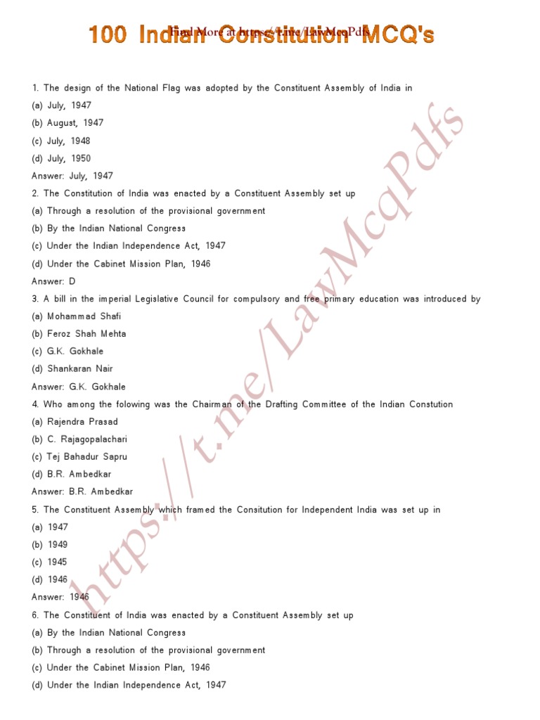 100 MCQs - Constitution | PDF | Supreme Court Of India | Judge 100 MCQs - Constitution | PDF | Supreme Court Of India | Judge