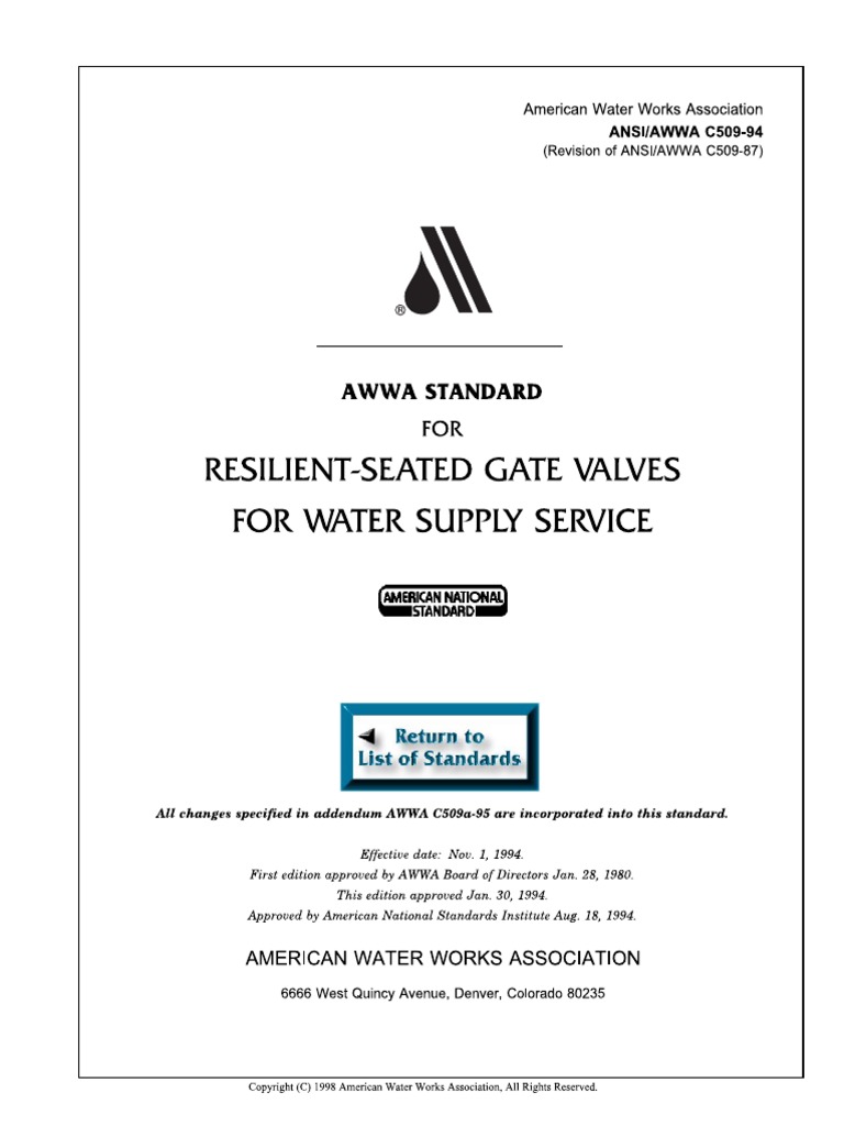 Awwa C509-94 | PDF