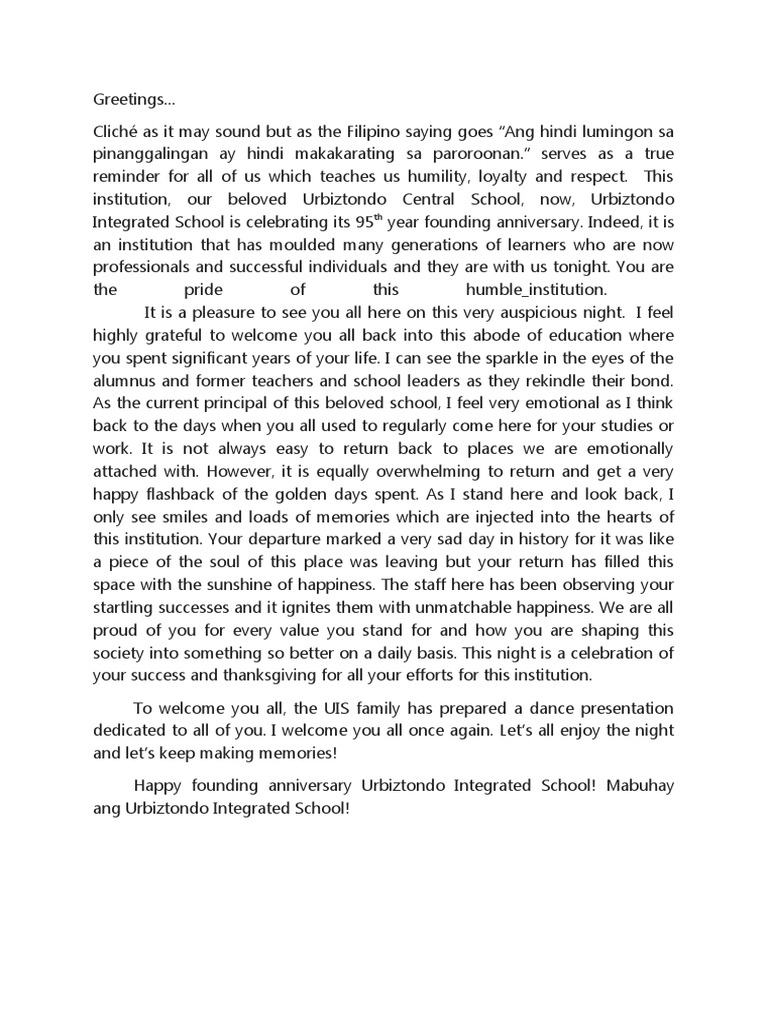 opening remarks alumni home coming | PDF