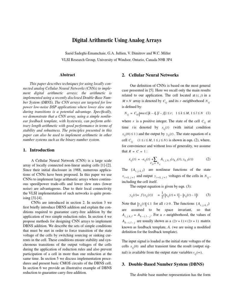 Digital Arithmetic Using Analog Arrays | PDF | Cmos | Electrical ...