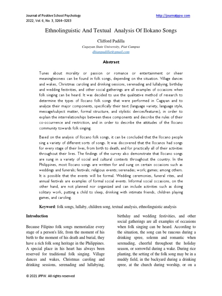 Ilokano Folk Songs Analysis | PDF