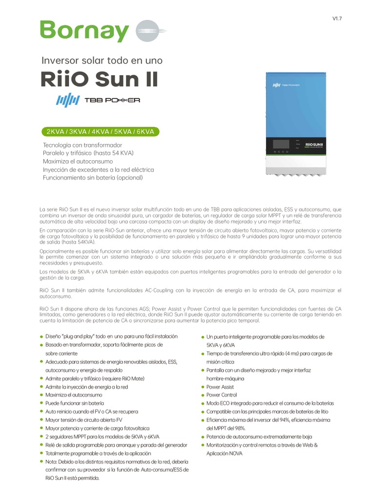 RiiO Sun II All in One Es V1.7 | PDF | Corriente alterna | Ingenieria ...