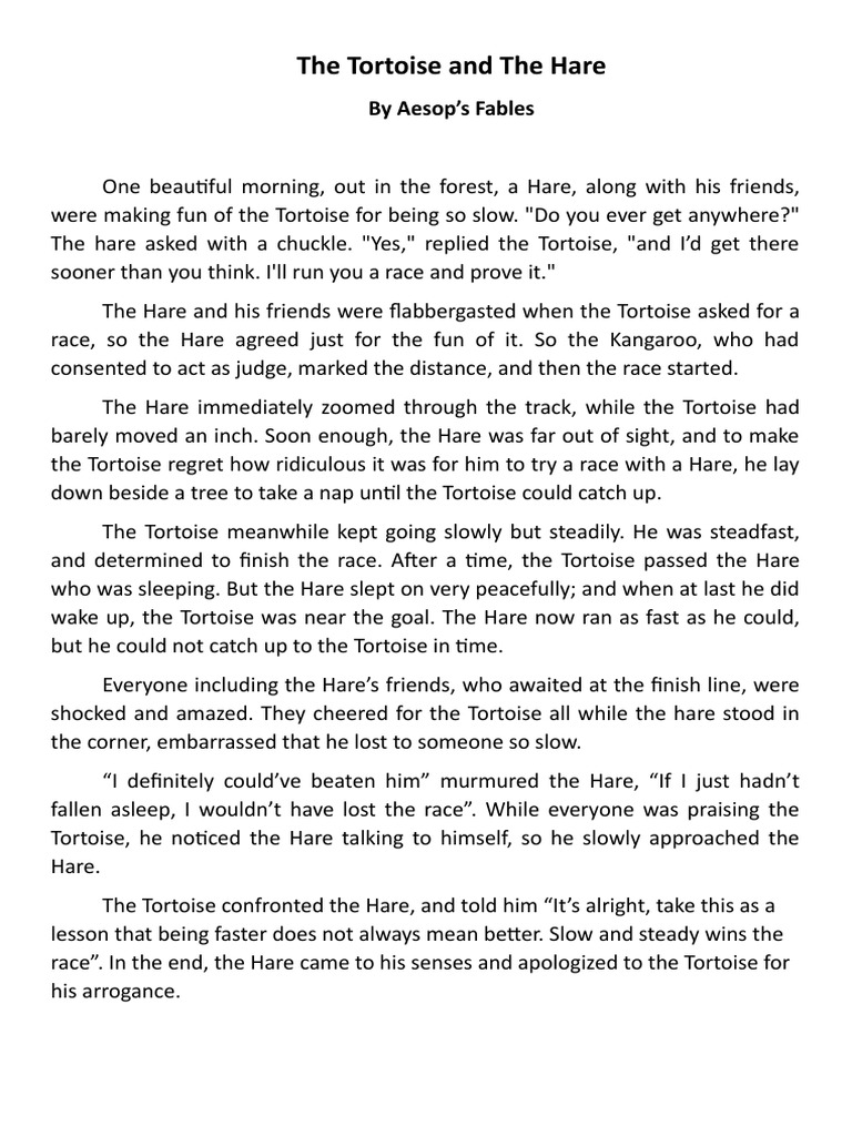 Revised 'The-Tortoise-And-The-Hare' | PDF
