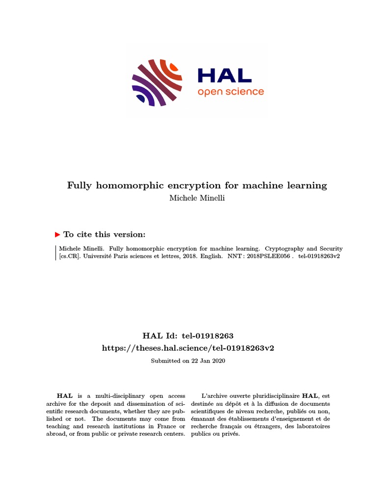FHE ML Dectorat Thesis | PDF | Public Key Cryptography | Cryptography