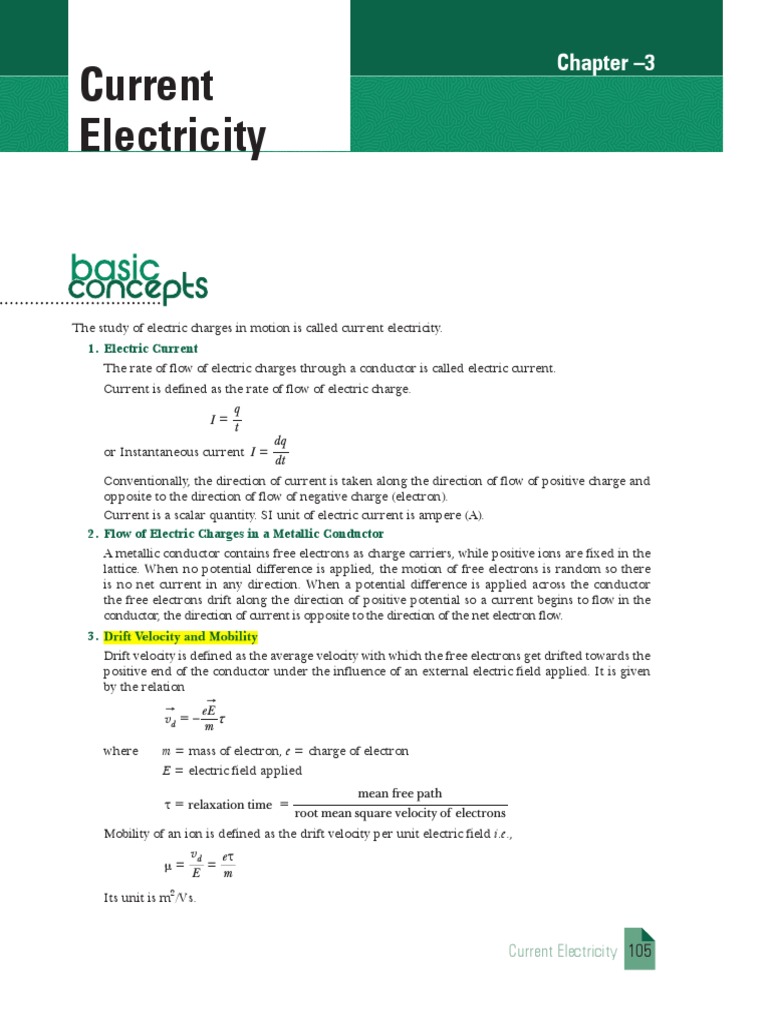 03 Current Electricity | PDF | Electric Current | Electrical Resistivity And Conductivity