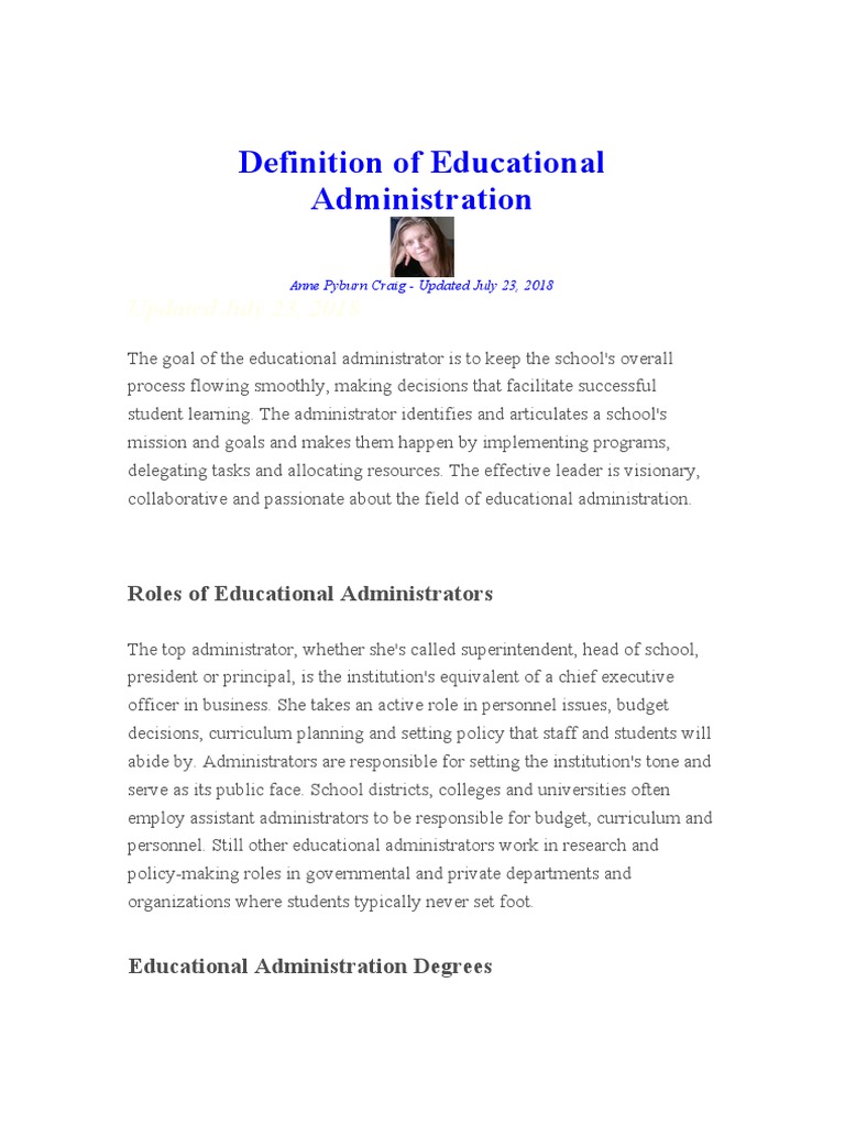Definition of Educational Administration | PDF | Leadership | Policy