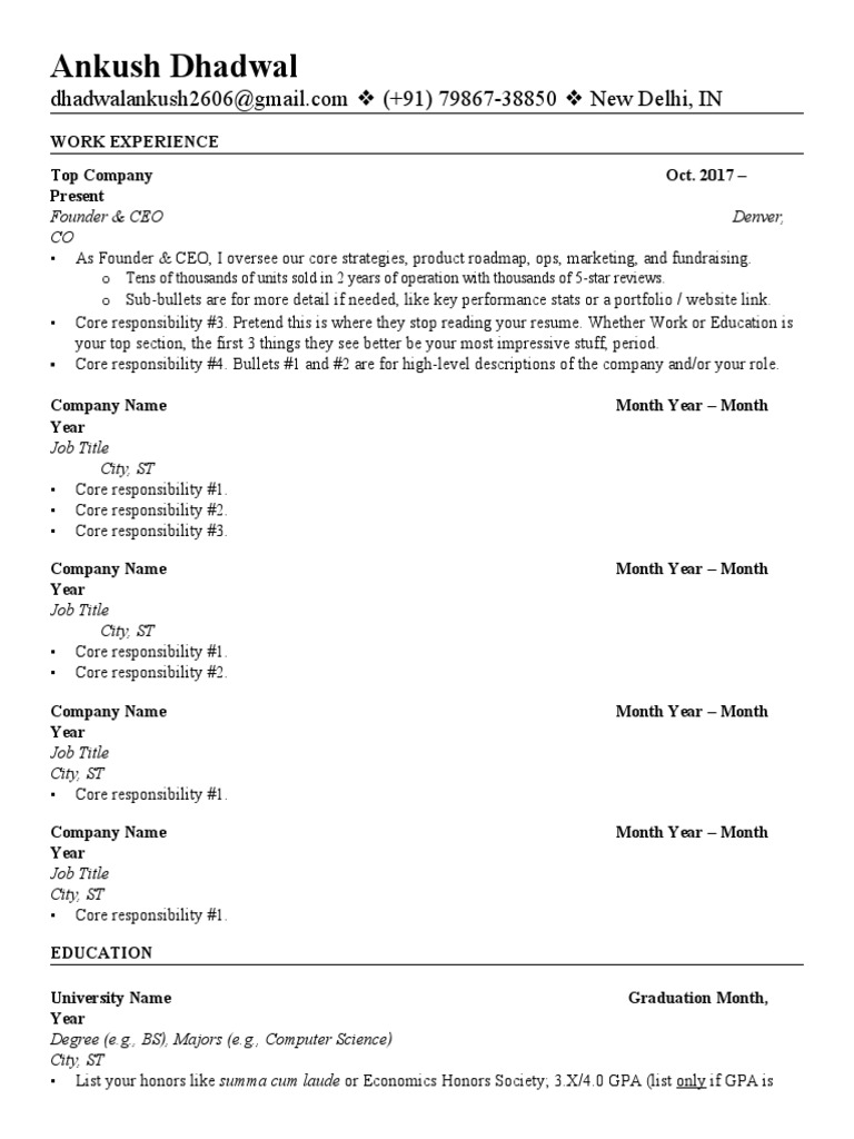 Standard Resume Template | PDF