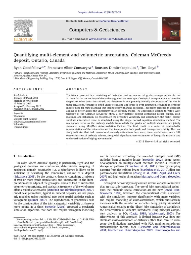 Quantifying Multi Element and Volumetric Uncertainty Col - 2012 ...