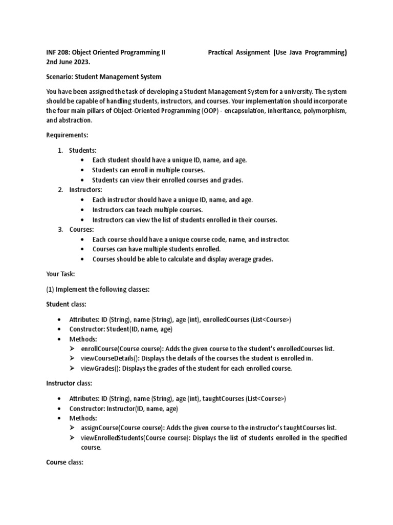 Oop Java Practical Assignment Pdf Method Computer Programming Class Computer Programming 7378