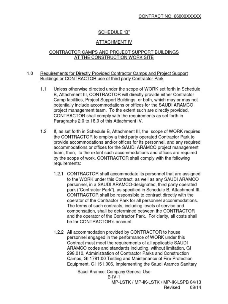 Schedule B - Attachment IV | PDF | Drink | Sanitation