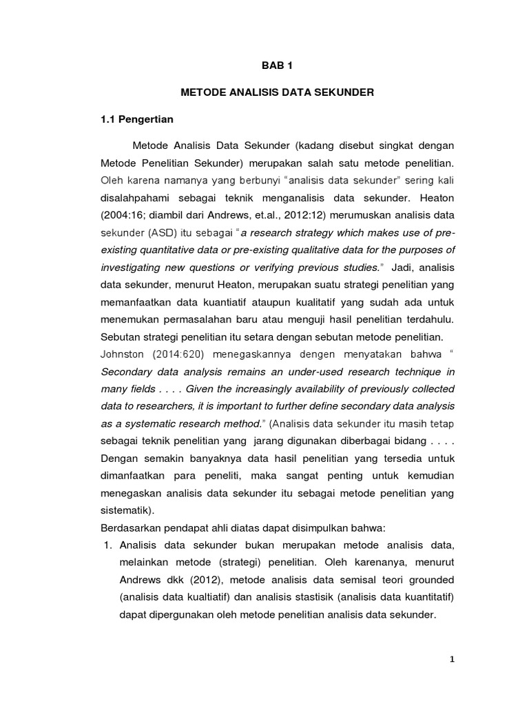 Panduan Analisis Data Sekunder | PDF