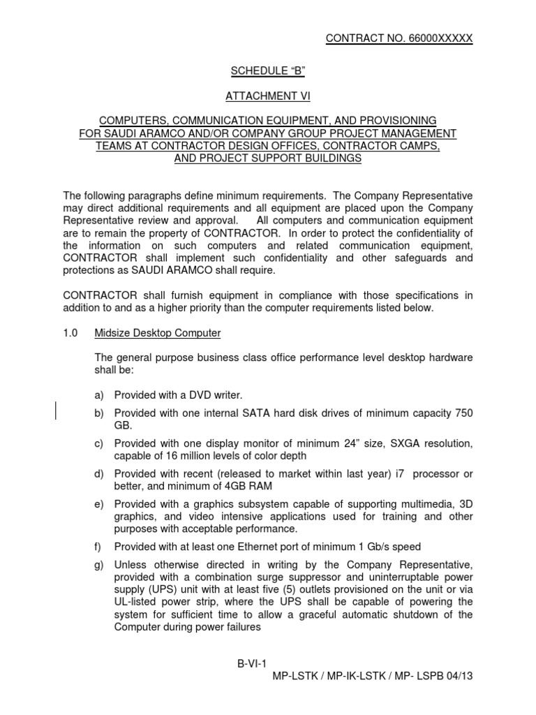 Schedule B - Attachment VI | PDF | Computer Network | Laptop