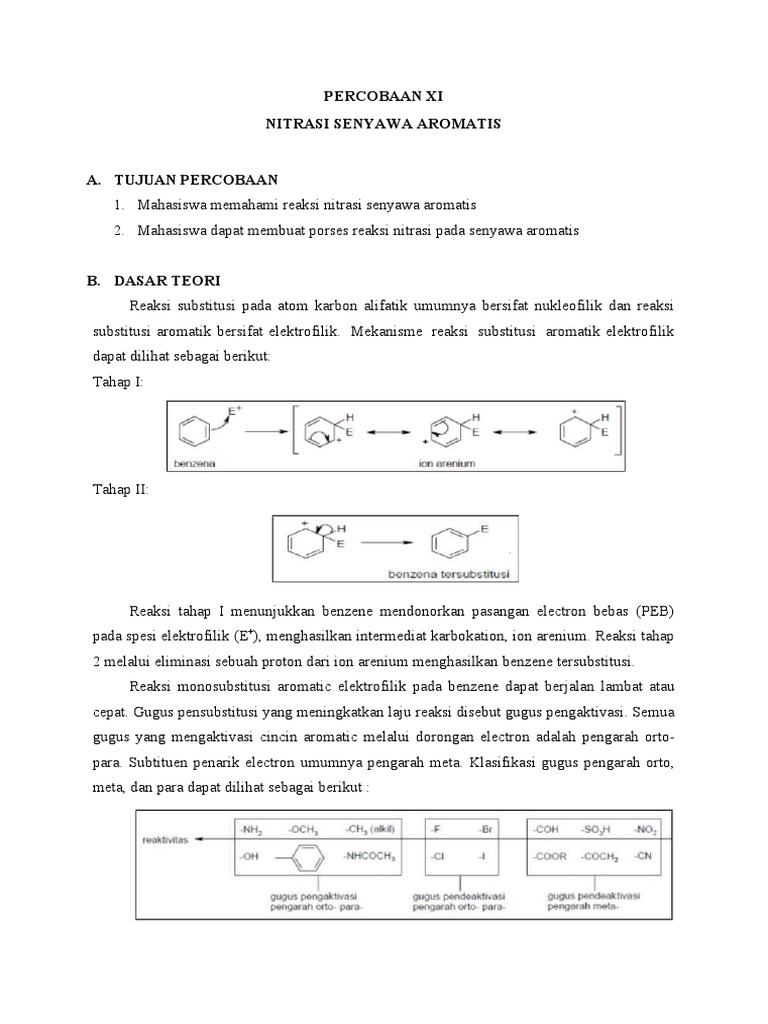 Percobaan XI Nitrasi Senyawa Aromatis | PDF