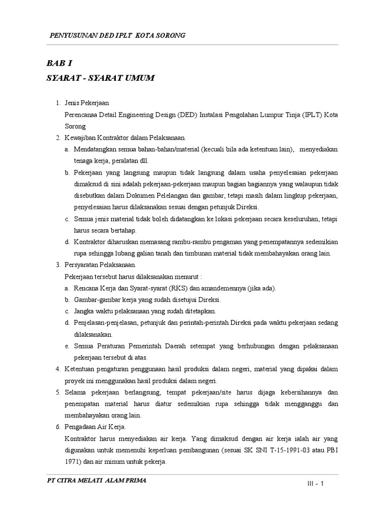 DED IPLT Kota Sorong: Panduan Pelaksanaan | PDF