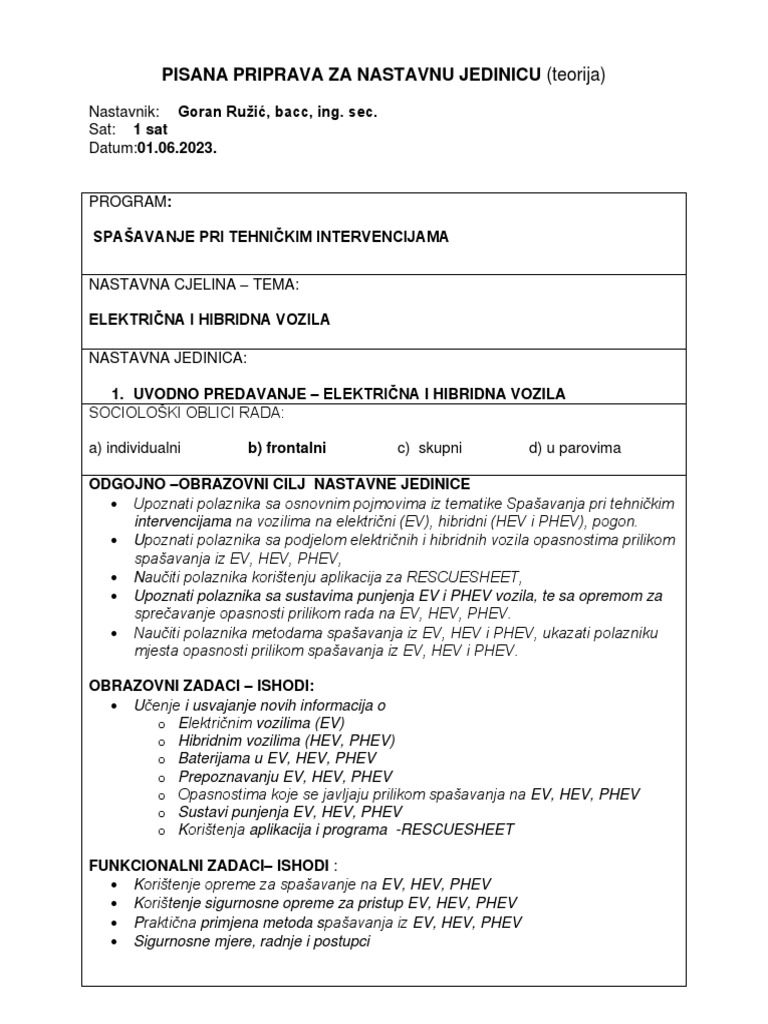 Priprava Pisana-Teorijska Goran Ružić | PDF