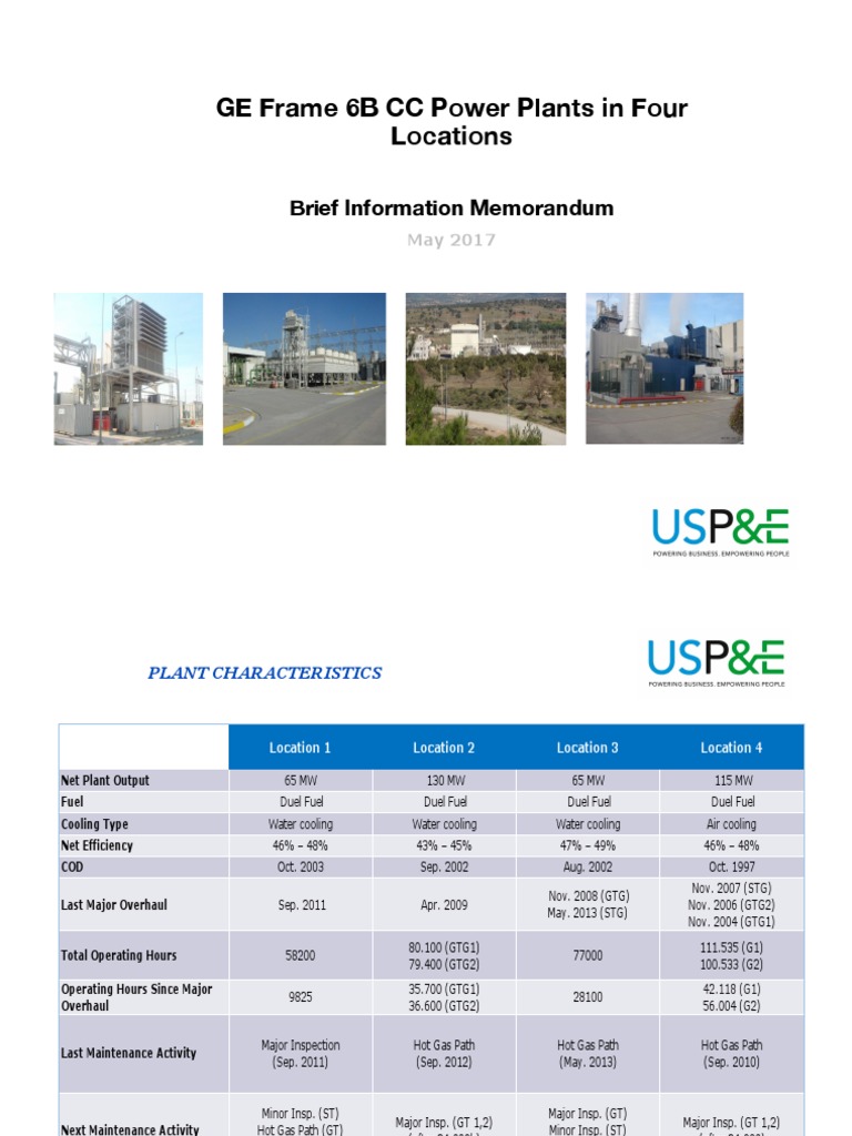 8702-Ge Frame 6b Power Plants Used Low Hour May 2017 | PDF