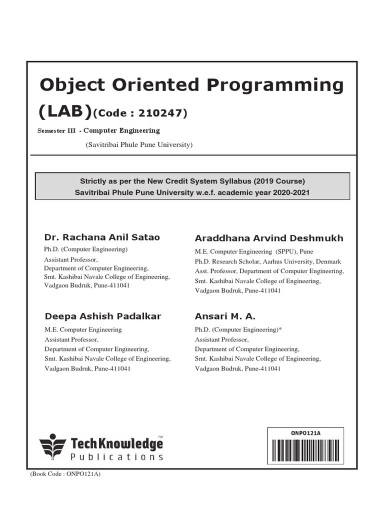 Object Oriented Programming (LAB) Comp (ONPO121A) | PDF | C++ ... Object Oriented Programming (LAB) Comp (ONPO121A) | PDF | C++ ...