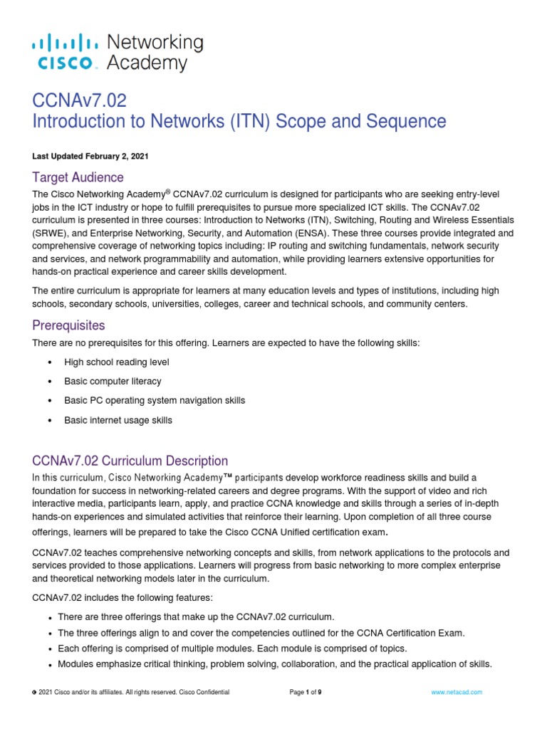 ITN v7.02 Scope and Sequence | PDF