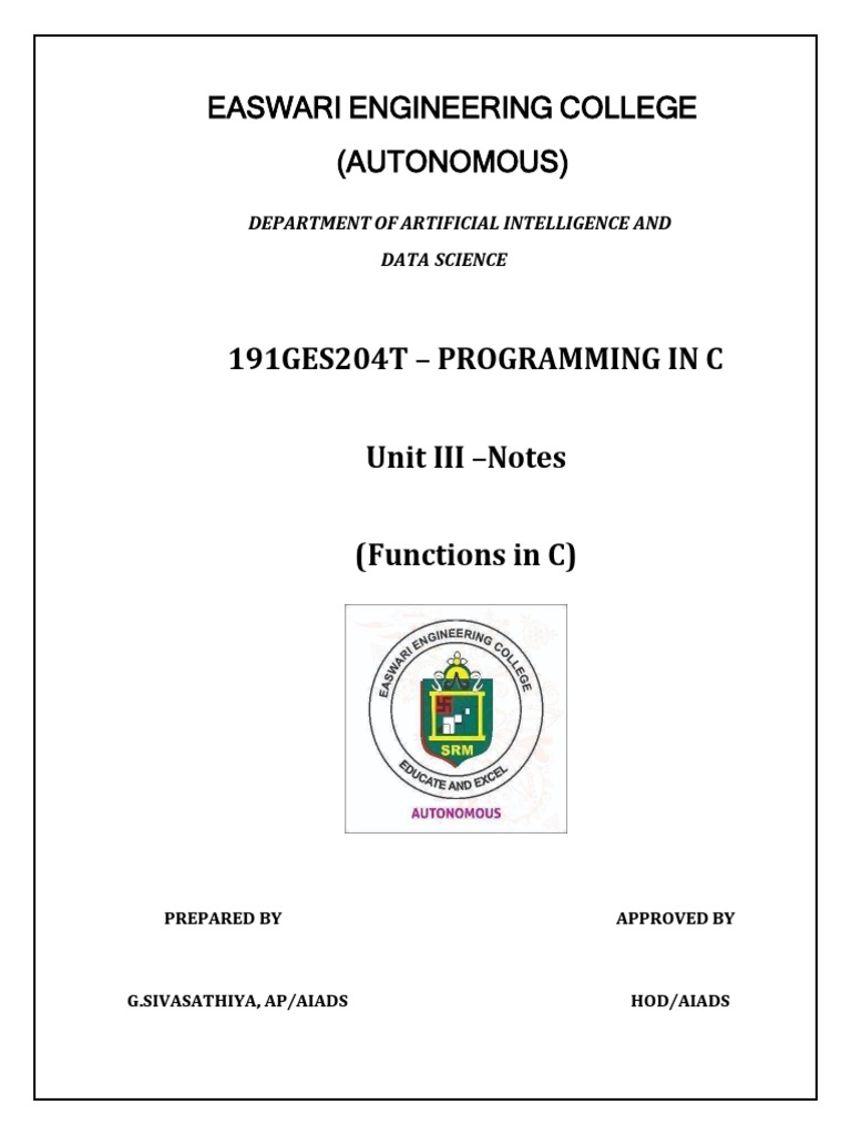 UNIT III Functions | PDF | Parameter (Computer Programming) | Computer ... UNIT III Functions | PDF | Parameter (Computer Programming) | Computer ...