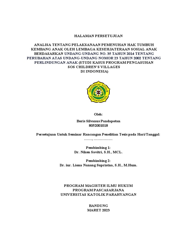 270323-Draft Proposal Tesis Boris - MIH UNPAR | PDF