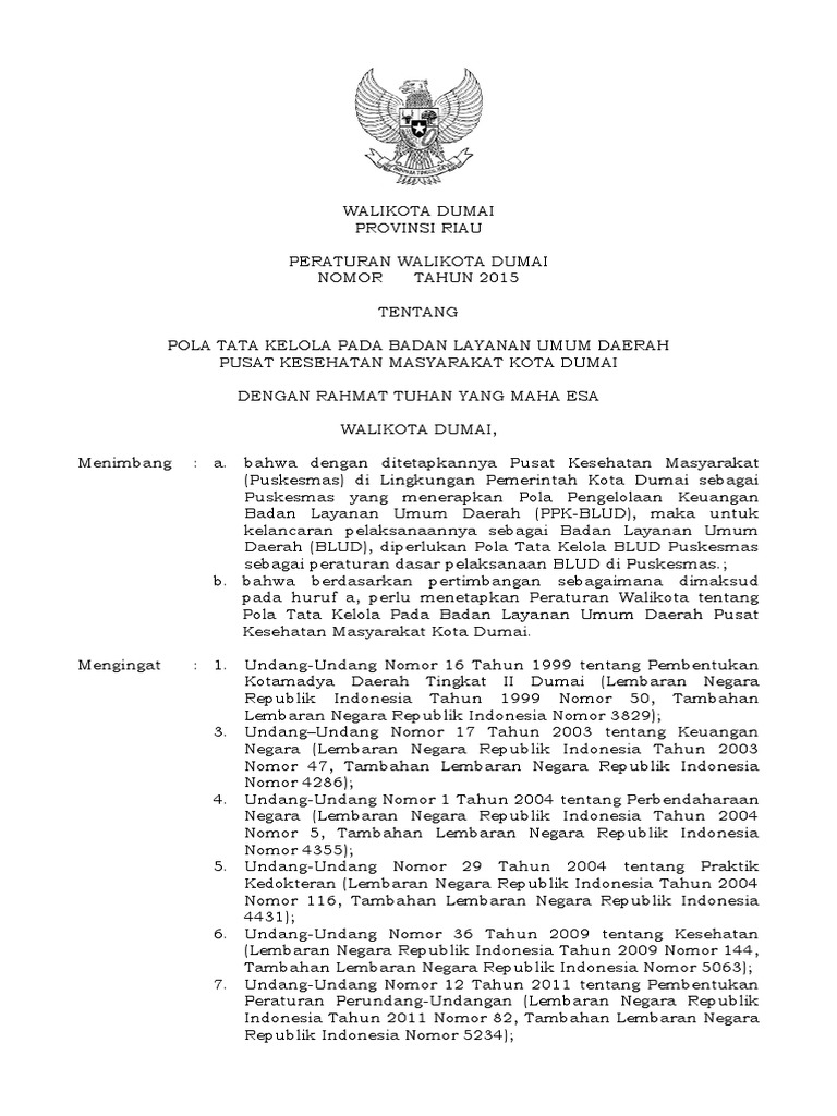Pola Tata Kelola BLUD Puskesmas | PDF
