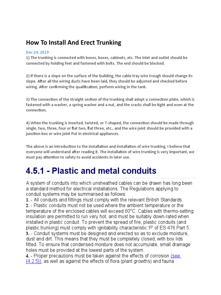 How To Install and Erect Trunking | PDF