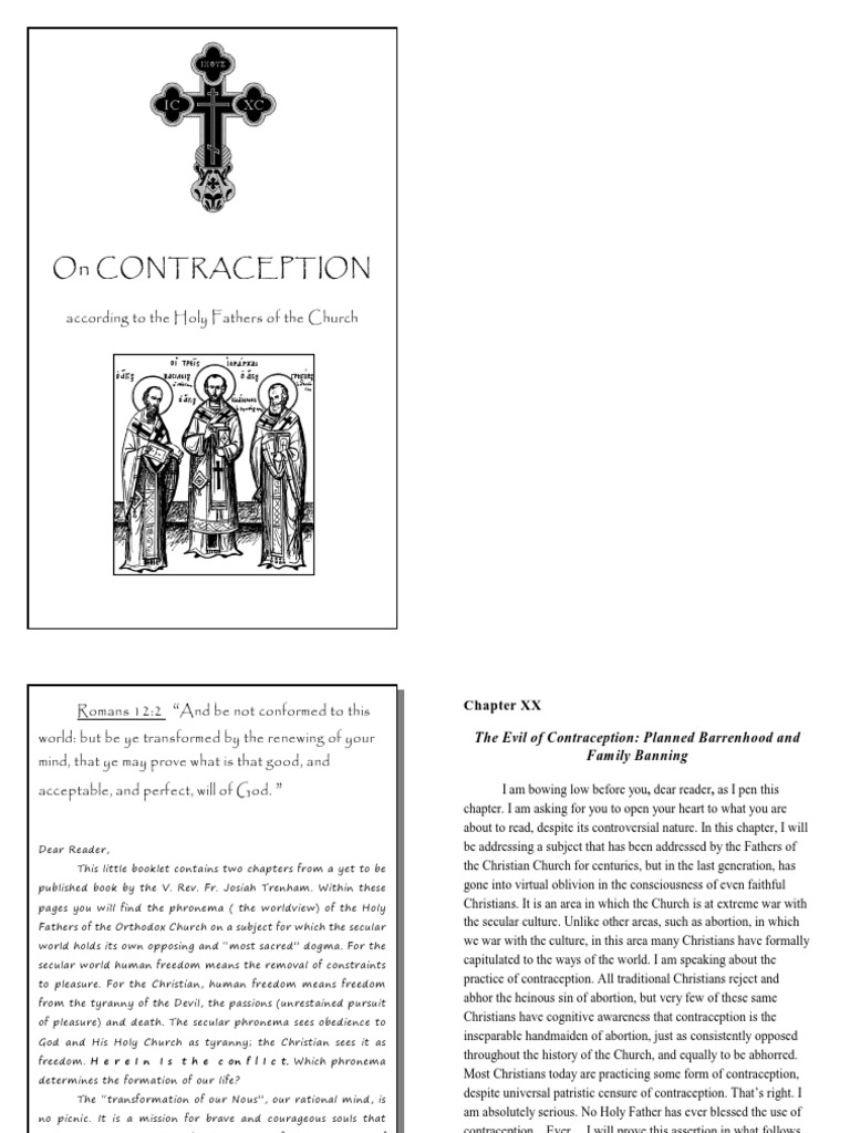 Booklet On Contraception St. John Chrysostom | PDF | Catholic Church ...
