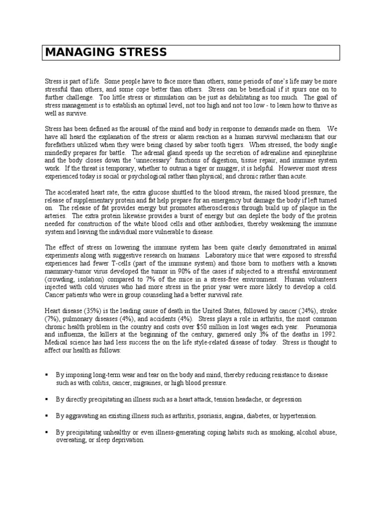 Stress Management | PDF | Relaxation (Psychology) | Stress (Biology)