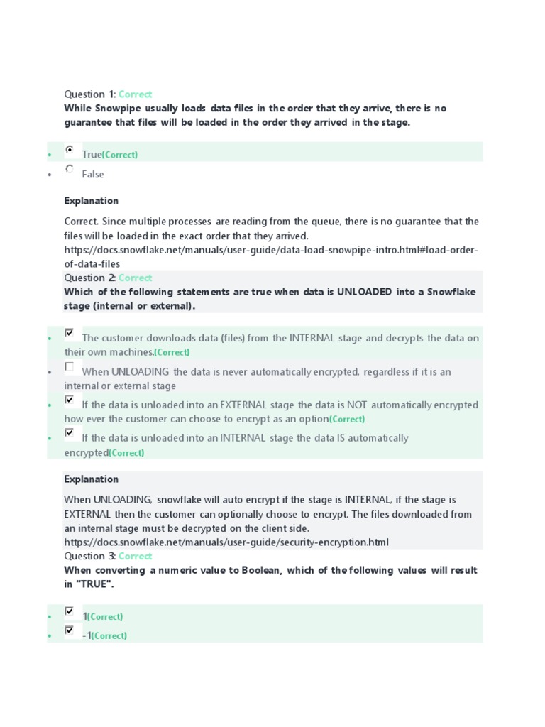 Snowflake Certification Practice Paper5 v1 | PDF