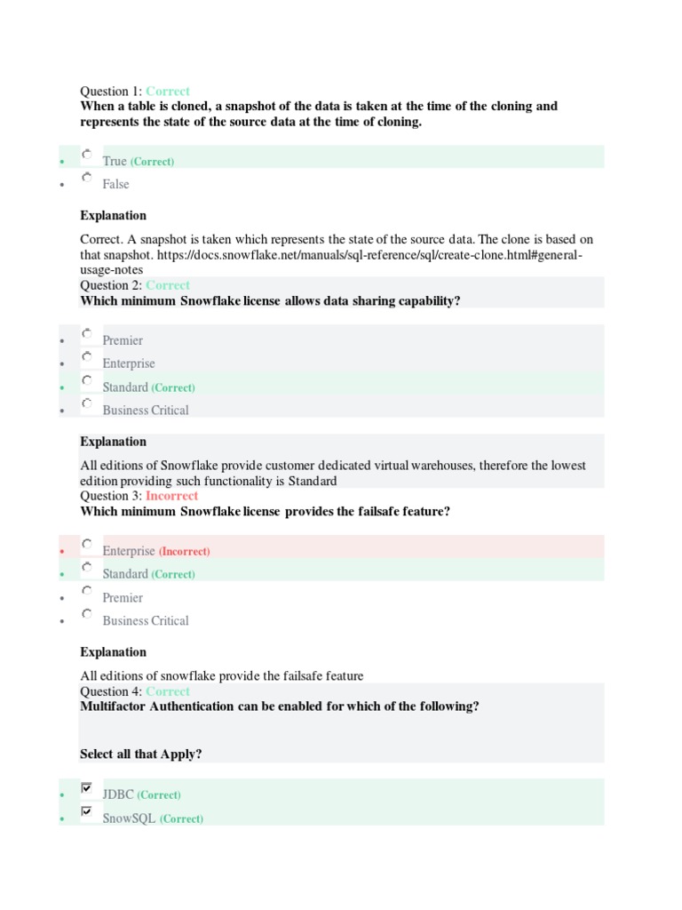 Snowflake Certification Practice Paper2 V2-Done | PDF