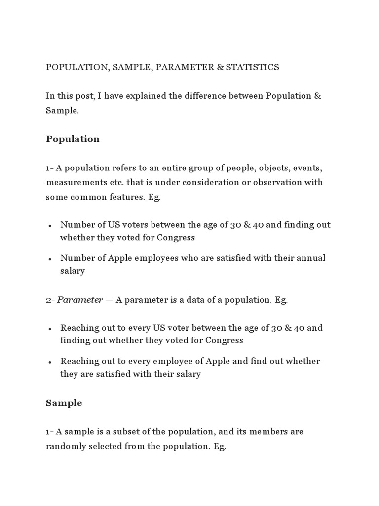 Population Sample Parameter | PDF | Standard Deviation | Bias Of An ...