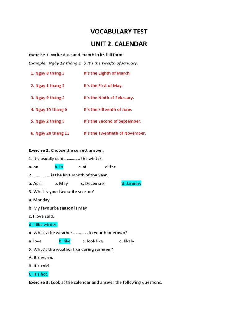 Vocab Test Unit 2 Answer Pdf
