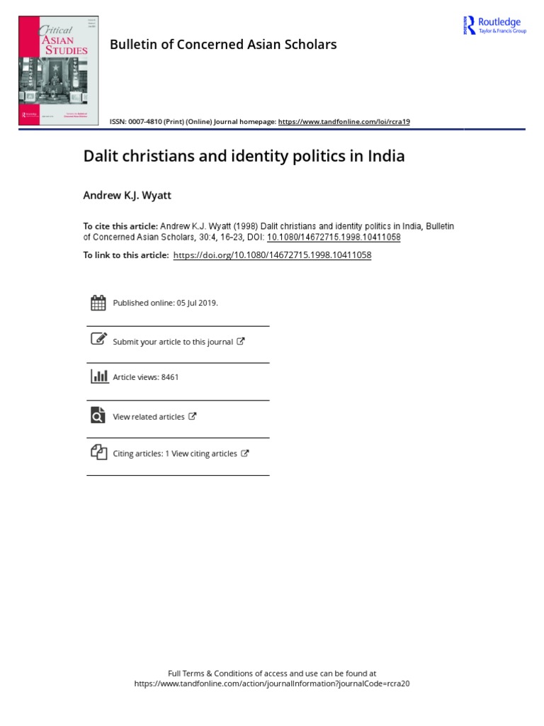 Dalit Christians and Identity Politics in India | PDF | Dalit | Caste