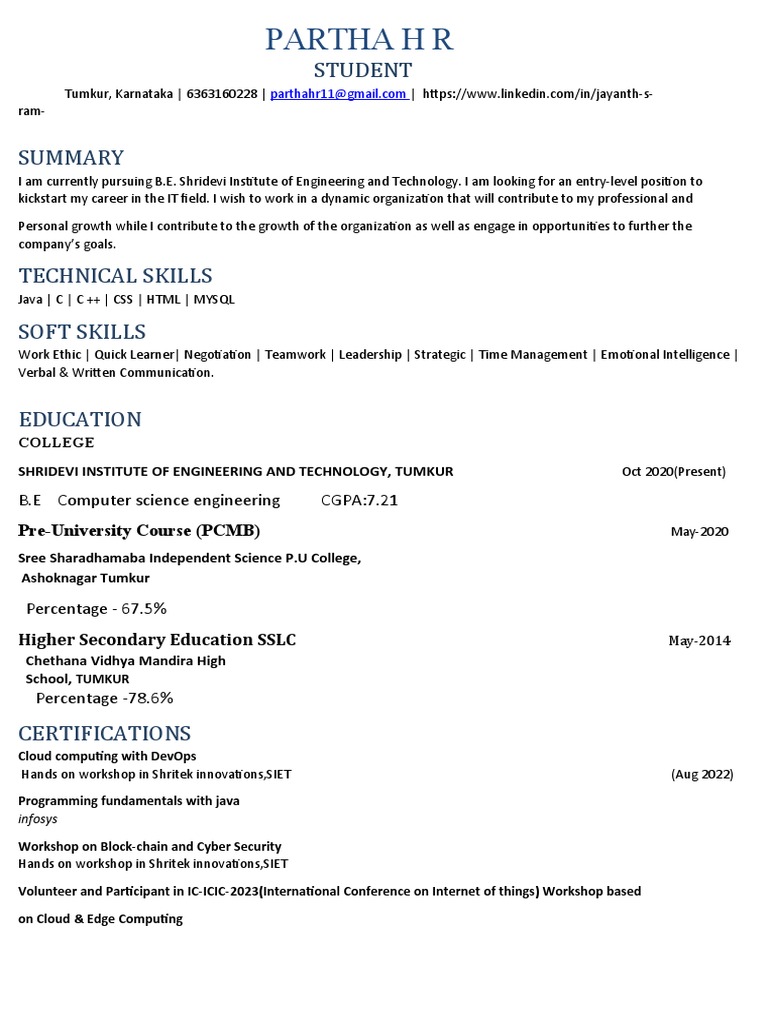 Partha Resume | PDF