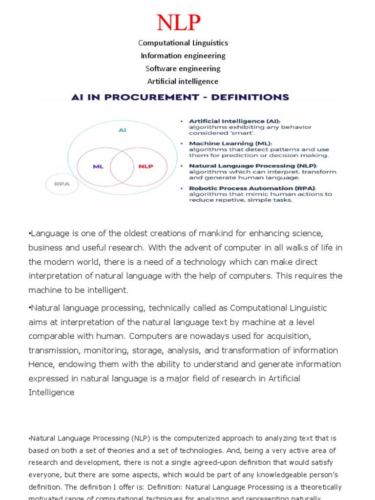 Computational Linguistics Information Engineering Software Engineering Artificial Intelligence ...