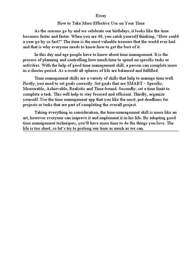 Essay Time Management | PDF