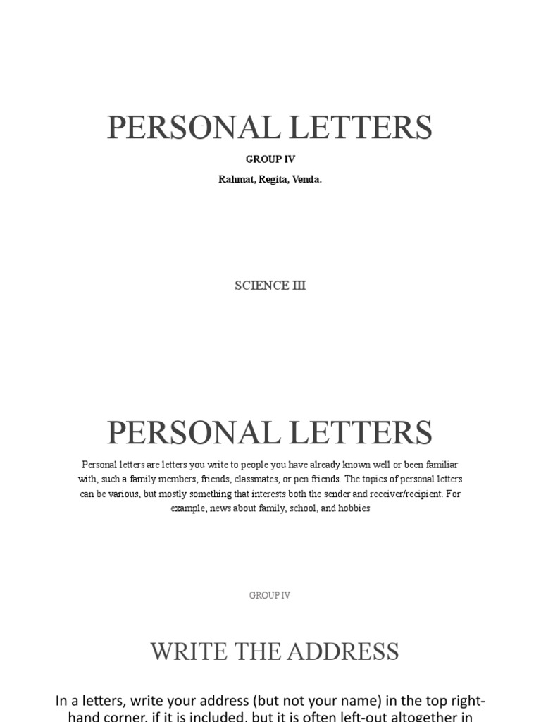 Writing Personal Letters in English | PDF | Self-Improvement